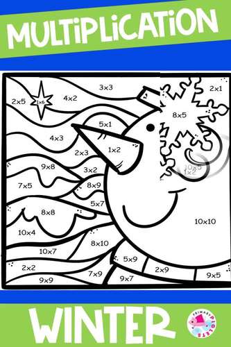 Winter Multiplication Color by Number by Primary Piglets | TpT