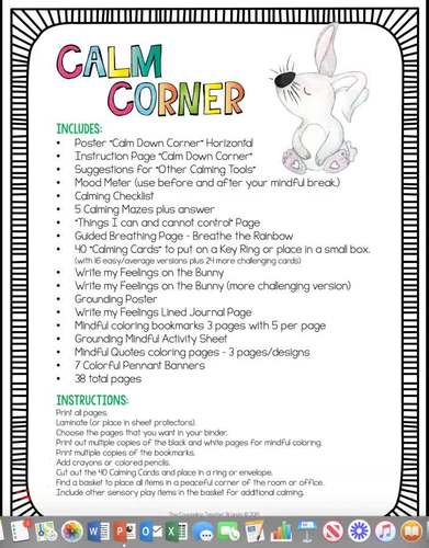Calm Down Corner Spring Bunny Theme by The Counseling Teacher Brandy