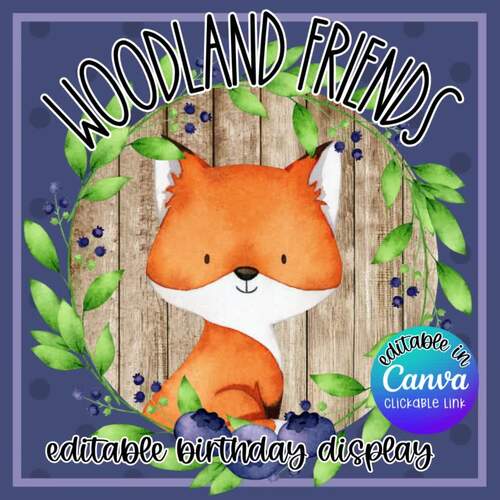 Woodland Animals Birthday Bulletin Board Display | EDITABLE in CANVA