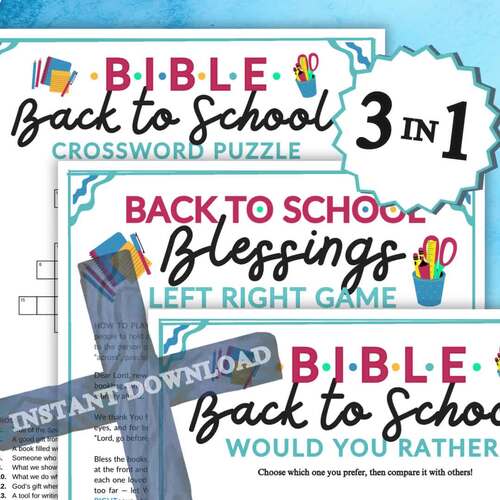 Bible Back to School Games BUNDLE, Ministry Sunday School Homeschool Groups
