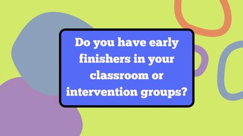 Early Finishers Activity Choice Board for Back to School | TPT
