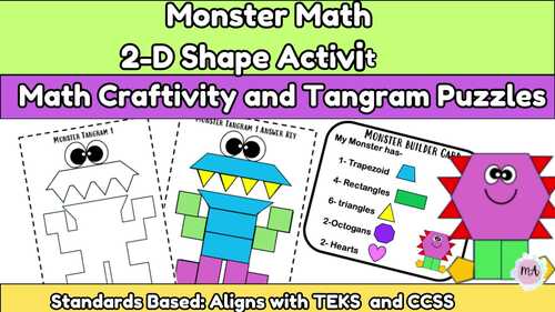 Halloween Monster Math Shapes Craft and Monster Tangram Puzzles | TPT