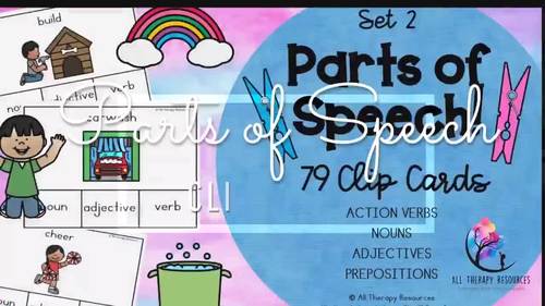 Set 2 - Parts of Speech Clip Cards - Grammar - Special Education