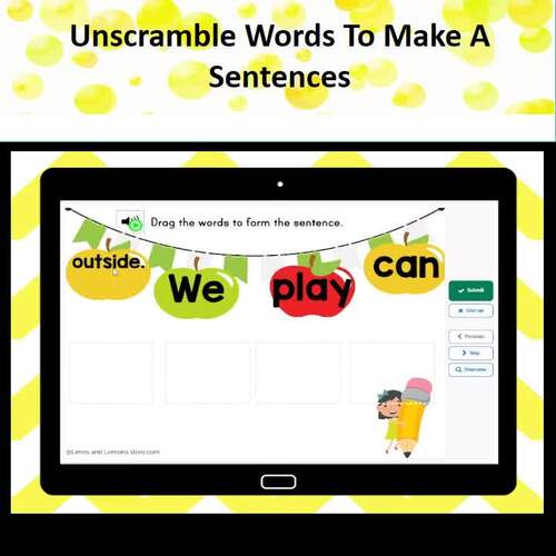 Unscramble Sentences Boom Cards™ Digital Resource by Limes and Lemons
