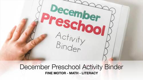 December Preschool Activity Binder - Pre-k Fine Motor, Math, & Literacy ...