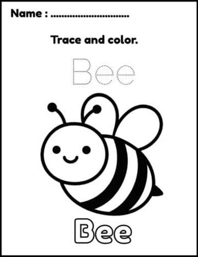 Bee Trace and Color | Preschool Fine Motor Spring Worksheet Handwriting