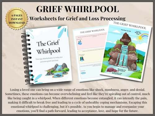 Grief whirlpool grief therapy worksheets, psychologist resource, child ...