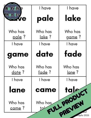Silent E Magic E vCe Fluency - Long Vowel Review {I Have Who Has? Game ...