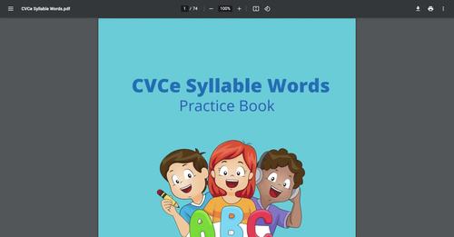 CVCe Syllable Words Workbook by Learn With Mel Hern | TPT