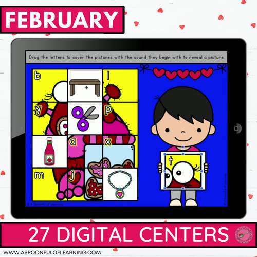 February Digital Centers for Kindergarten - Math & Literacy | Distance ...