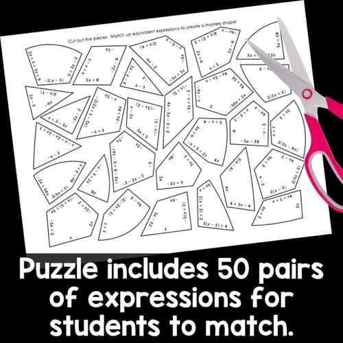 Valentine Math Puzzle Simplifying Algebraic Expressions by Rise over Run