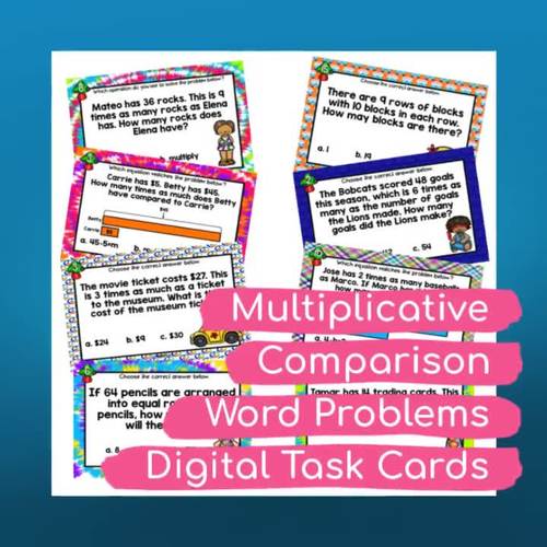 Multiplicative Comparison Word Problems Task Cards | Digital Google Forms