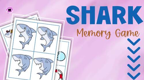 Shark Memory Game Activity by GinasPrintableShop | TPT