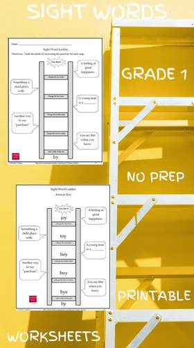 Sight Word Ladder Grade 1 NO Prep Worksheets by A Thinker's Toolbox