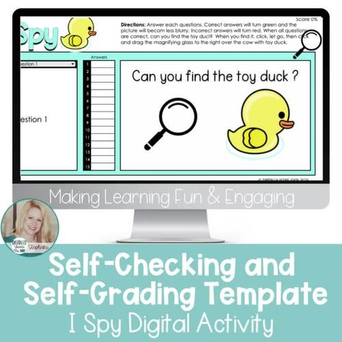 I Spy Self-Checking Task Card Templates Digital Resources Growing Bundle