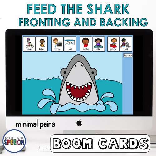 Feed The Shark Minimal Pairs Fronting and Backing Boom Cards | Speech ...