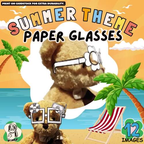 Summer Craft Paper Glasses Template – 12 Fun DIY Templates to Color ...