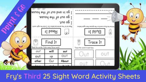 Fry's No-Prep Third 25 Sight Words - Trace, Build, Find & Read It ...