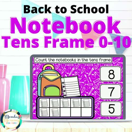 Boom Cards™ Back to School Tens Frame 0-10 School Notebook - Distance ...