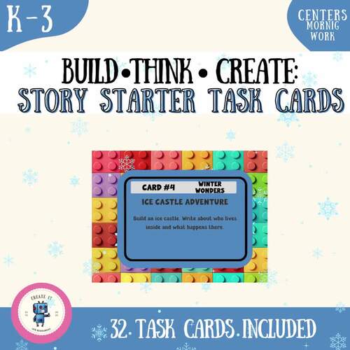 LEGO Writing Prompts Winter Bundle | Brick Building Task Cards K-3
