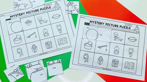 CVC Short Vowel Puzzles No Prep Worksheets by Golden State Kinders