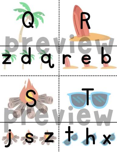 LUAU Capital to Lowercase Letters | Alphabet Clip Cards | PreK Toddler