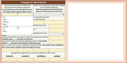 NO PREP - Spiral Language Art Review for 4th/5th Grades - Kitten