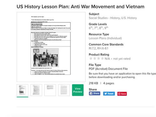 US History Lesson Plan: Anti War Movement and Vietnam by Social Studies ...