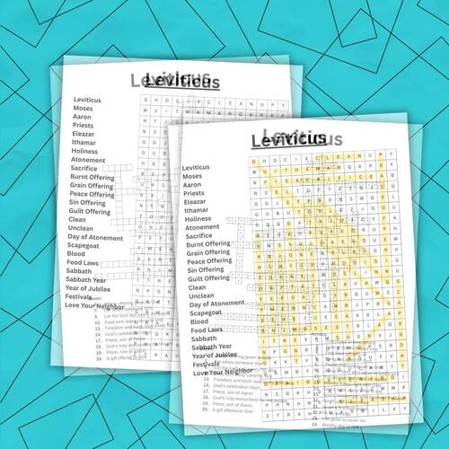 Leviticus Bible Activities | Word Search Crossword Word Jumble for Kids