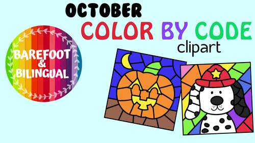 October Color by Code Clipart - Fire Safety, Halloween, Nocturnal ...