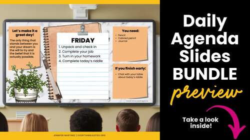 Daily Schedule Template Editable - Daily Agenda Slides - Plant Theme Bundle