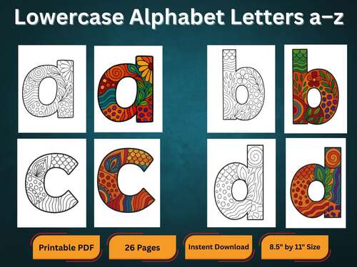 Printable Lowercase Alphabet Letters a–z | Mandala Coloring Pages ...