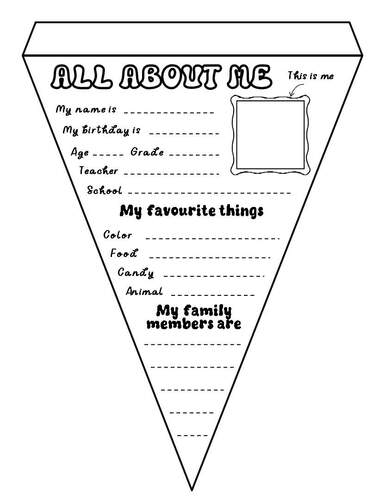 All About Me Pennant - Back to School Activity by Three Little Kittens