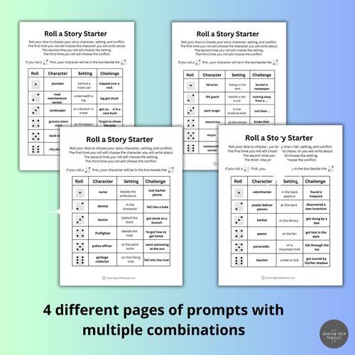 Roll a Story Creative Writing Prompts Literacy Centers Community Helpers