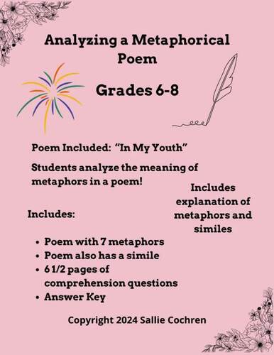 Poem Analysis: Analyzing a Poem with Metaphors, Middle School Poetry Packet