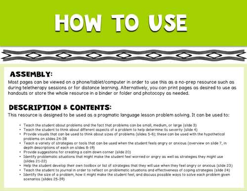 Problem Solving: Pragmatic, social skills, speech, size, TELETHERAPY