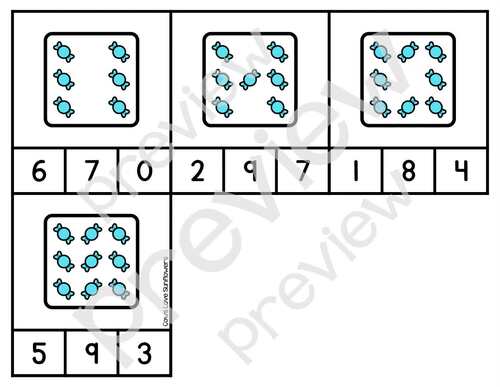 Candy Dice and Domino Clip Cards - Count and Write Number Sentences 0 - 18