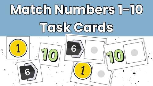 Match Numbers 1-10 | Level 1 Task Cards | Independent Work | SPED | Autism