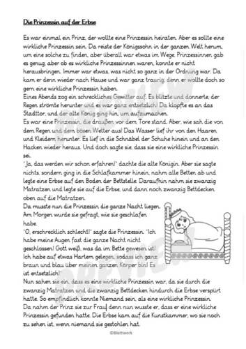 German/ Deutsch: Fairy Tale /Märchen: Princess and the pea by Blattwerk
