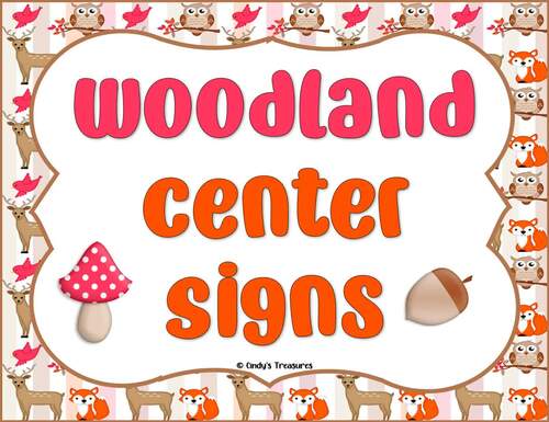 Woodland Center Signs *Editable* by Cindy's Treasures | TPT