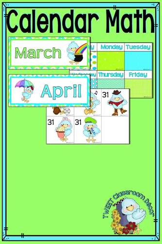 CALENDAR MATH Calendar Activities TWEET Bird Theme Decor by Barbara Evans