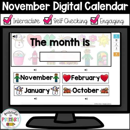 DIGITAL CALENDAR - November - Circle Time - Morning Meeting - Boom