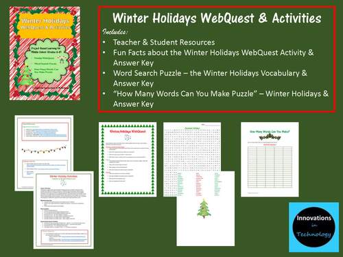 Winter Holiday Activity Bundle - Cards, Video, WebQuest & Pixel Art Lessons