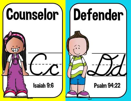 Names of God Alphabet Cards | Cursive Alphabet by Joyful 4th | TpT