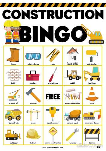 Construction Bingo For Kids, Construction Bingo Birthday Party | TPT