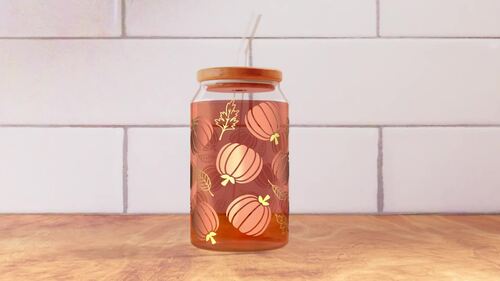 Pumpkin Glass Can Wrap 16oz SVG PNG, Cute Halloween Pumpkin, Fall Glass ...