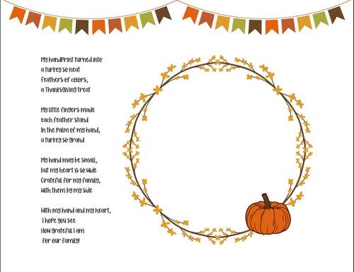 Thanksgiving Handprint Placemat | Preschool November Craft | TPT