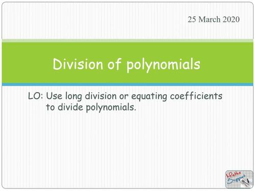 Operations with polynomials: Division by Maths Support Centre | TPT