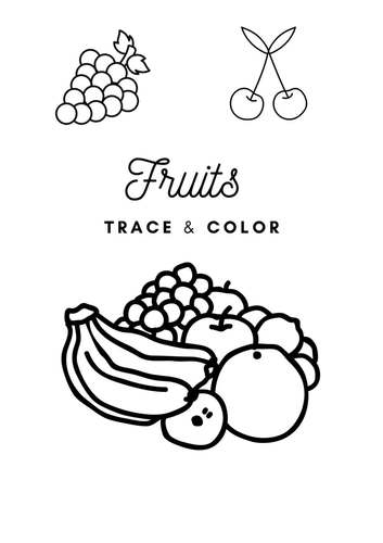 Fruits 1 (Trace & Color) by Mazic Worksheet | TPT