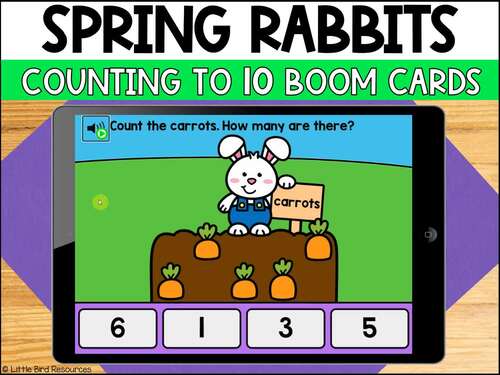 Spring Bunny Counting Objects to 10 Boom Cards | March PreK ...